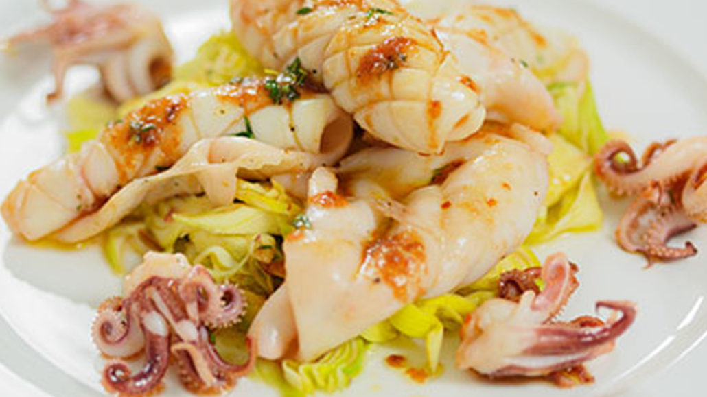 Seared Squid on Bed of Artichoke Salad - Oxford House